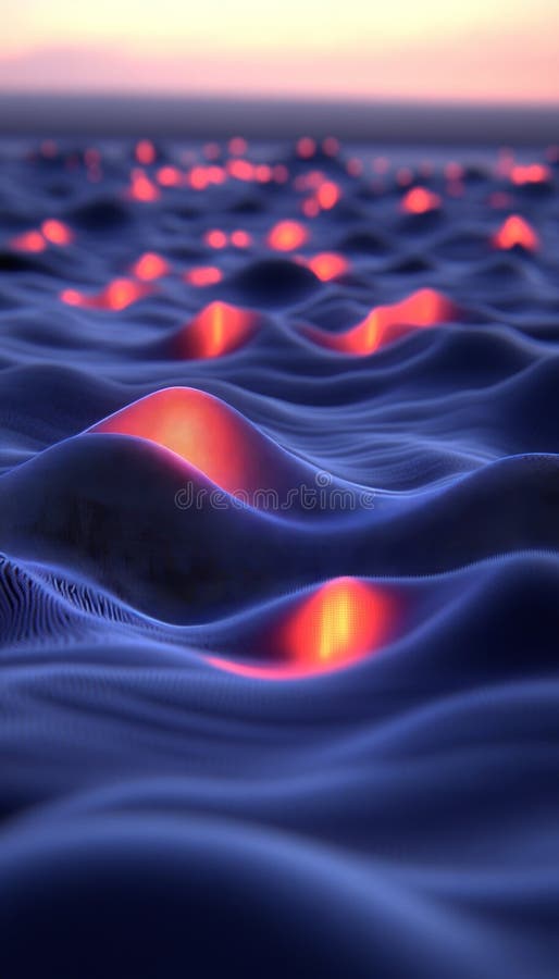 Abstract Neon Blue and Coral Digital Wave Pattern, Flowing Shapes ...