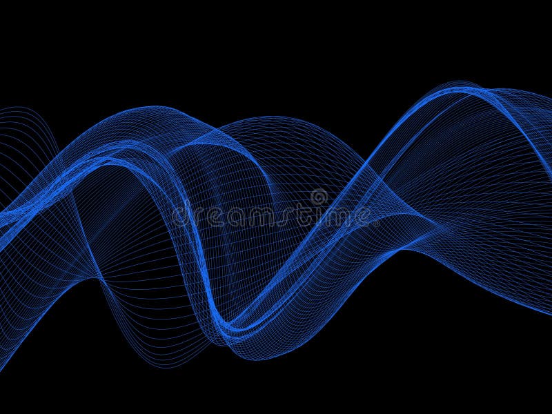 Abstract Neon Blue Flow Grid Wave Background Stock Illustration ...