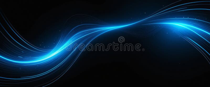Abstract Neon Blue Light Wave on Dark Background Stock Photo - Image of ...
