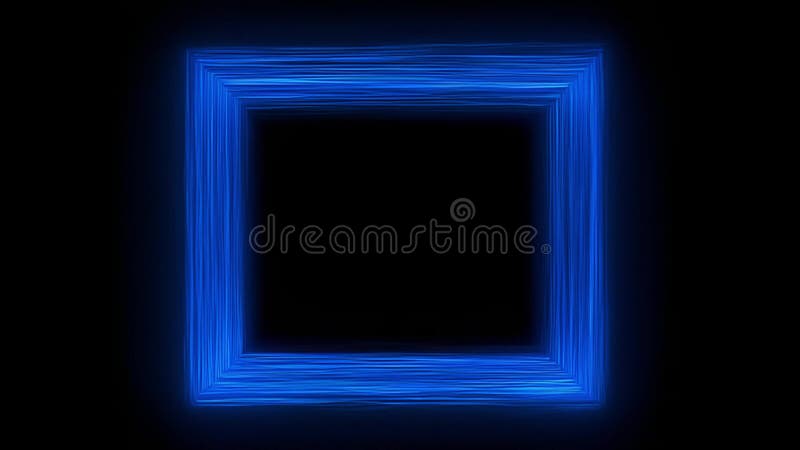 Abstract Neon Blue Lines Form a Glowing Frame on Black Background Stock ...