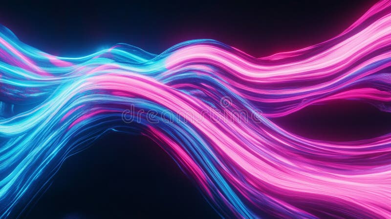 Abstract Neon Blue and Pink Light Waves Background Stock Illustration ...