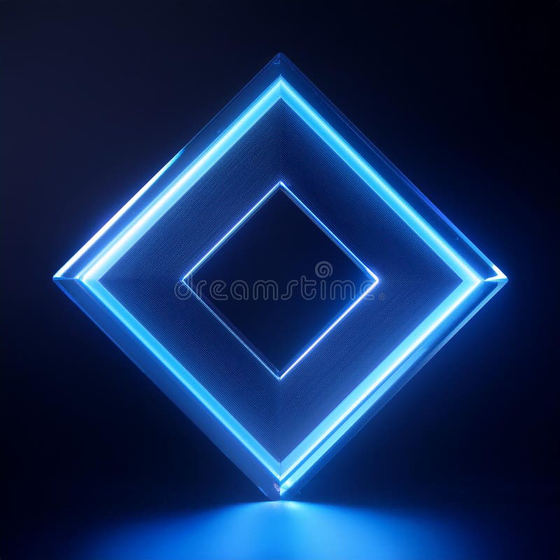 Abstract Neon Blue Rhombus Shape, Glowing Frame. Holographic Gradient ...