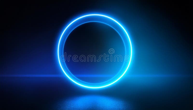 Abstract Neon Blue Round Shape, Glowing Frame. Holographic Gradient ...