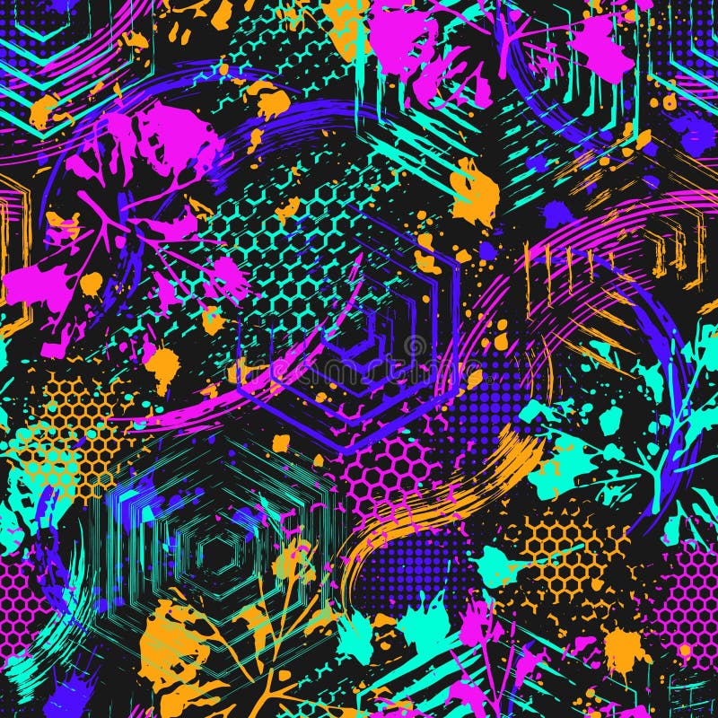 Neon Paint Splattered Stock Illustrations – 372 Neon Paint Splattered ...