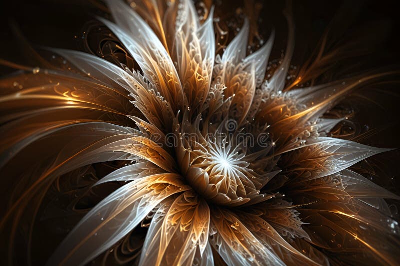 Abstract Neon Brown and White Fractal Flower Stock Illustration ...