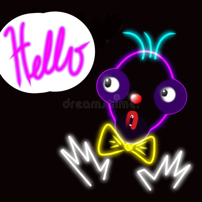 Abstract Neon Cartoon Say Hello Stock Illustration - Illustration of ...