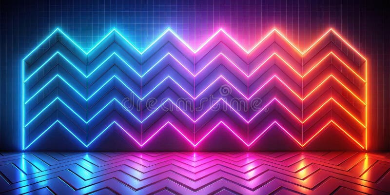 Abstract Neon Chevron Pattern Background with Vibrant Gradient Lighting ...