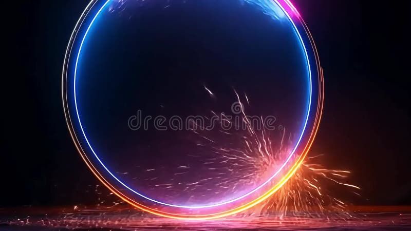 Abstract Neon Circle Frame with Vibrant Light Trails and Glowing ...