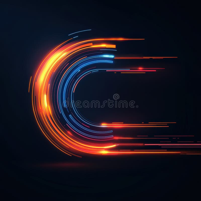 Abstract Neon Circle with Light Trails Stock Illustration ...