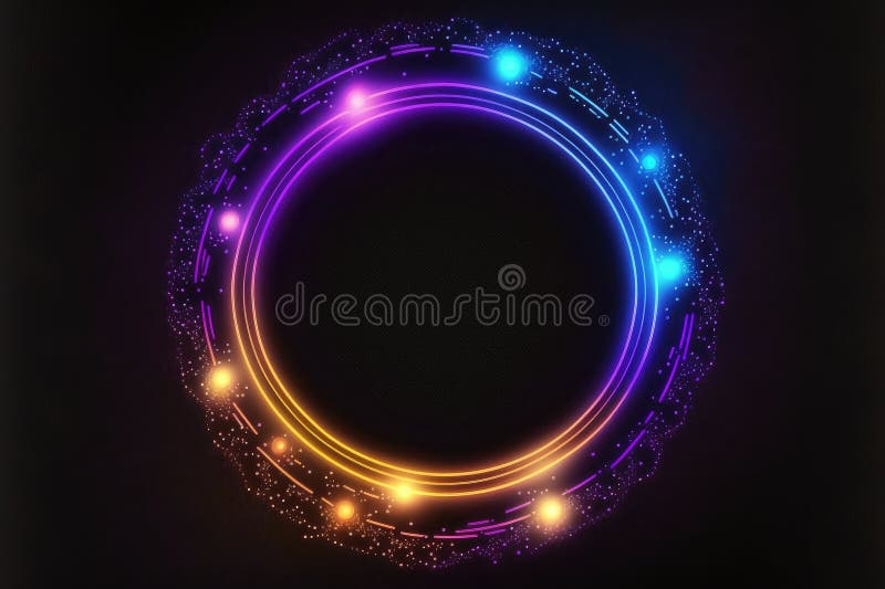 Abstract of Neon Circle Shape Isolated on Background in Colorful ...