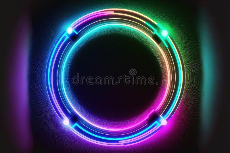 Abstract of Neon Circle Shape Isolated on Background in Colorful ...