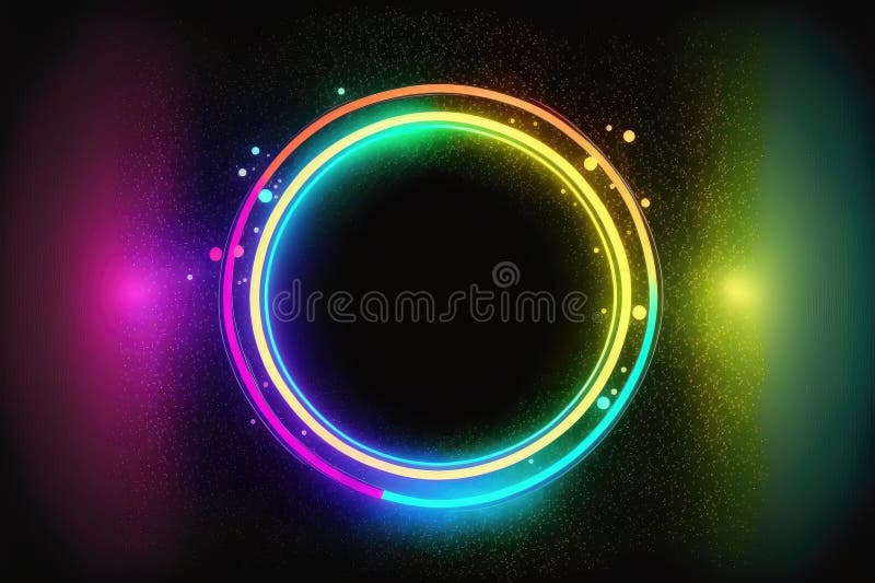 Abstract of Neon Circle Shape Isolated on Background in Colorful ...