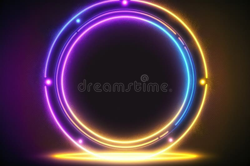 Abstract of Neon Circle Shape Isolated on Background in Colorful ...