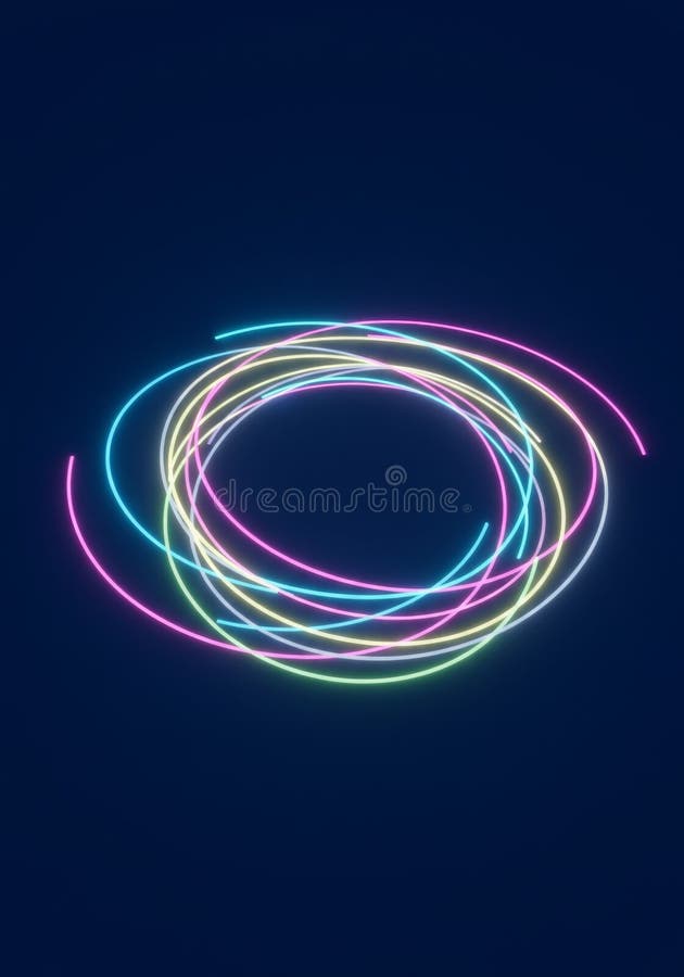 Abstract Neon Circle Swirls, Bright Colorful Glowing Lines Stock ...