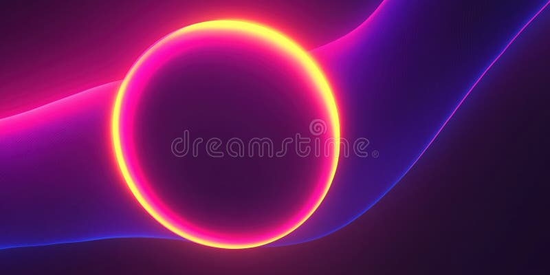Abstract Neon Circle with Vibrant Glow and Colorful Wave Background ...
