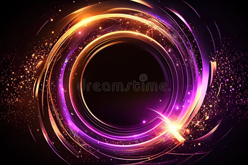 Abstract Neon Circles on Black Background. Generative AI Stock ...