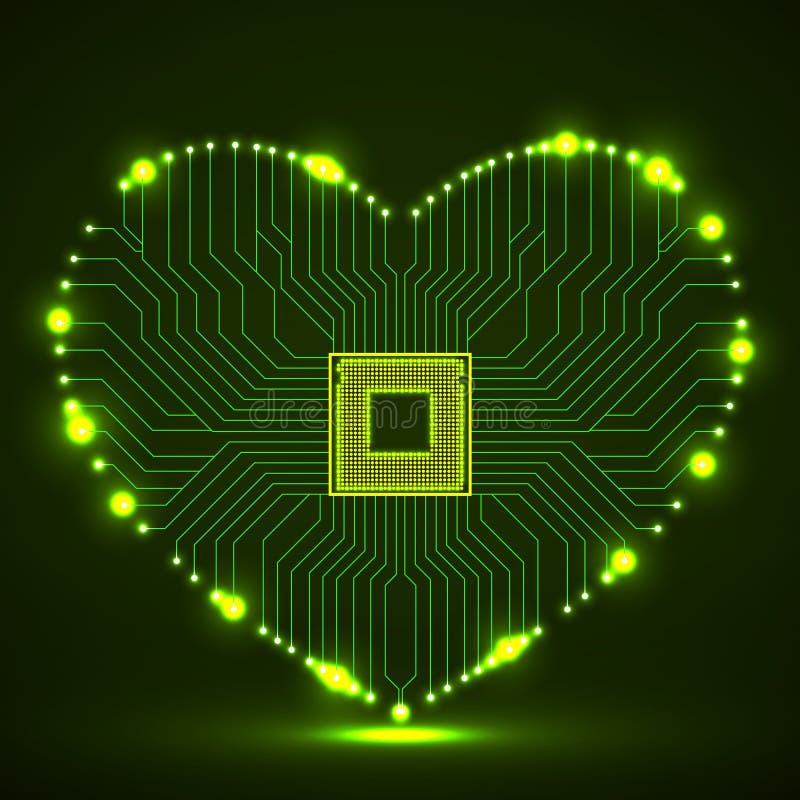 Heart Circuit Board Vector Stock Illustrations – 616 Heart Circuit ...