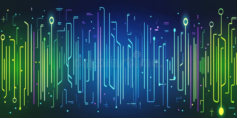 Abstract Neon Circuit Lines Digital Art Background Technology Design ...