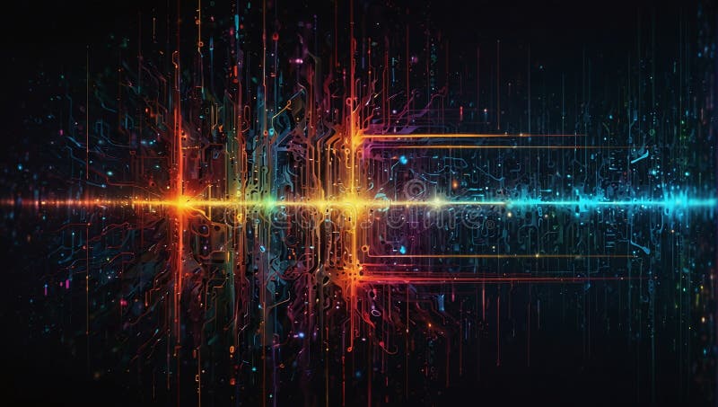 Abstract Neon Circuitry Art with Vibrant Colors and Futuristic Tech ...