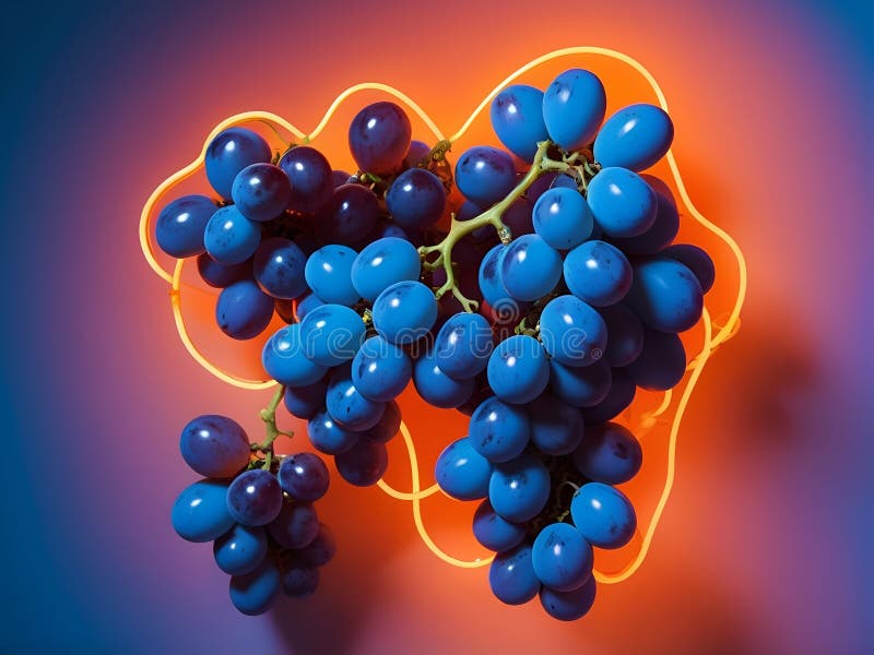 Abstract Neon Cluster of Blue Grape Orange Neon Light Stock ...