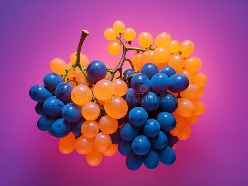Abstract Neon Cluster of Blue Grape in Orange Neon Light Stock ...