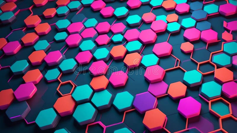 Abstract Neon Colors with Hexagon Patterns for Backgro Ai Generated ...