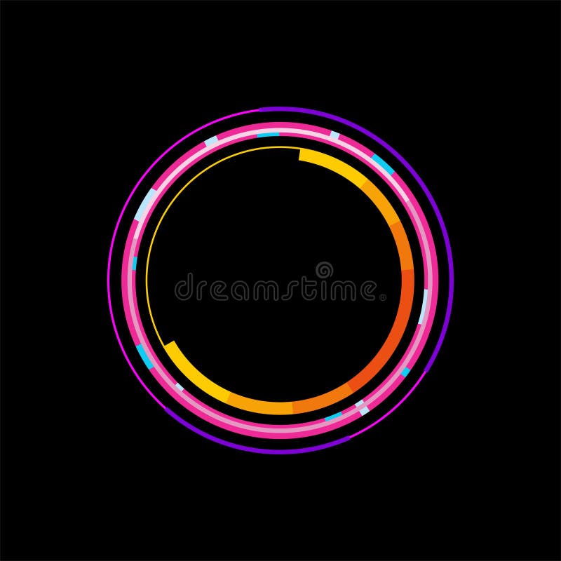 Abstract Neon Coloured Circle Frame Design Vector Illustration Stock ...