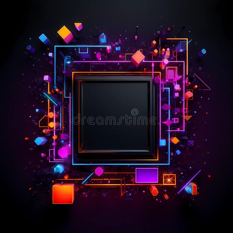 Abstract Neon Composition with Podium and Spheres. the Style of the ...