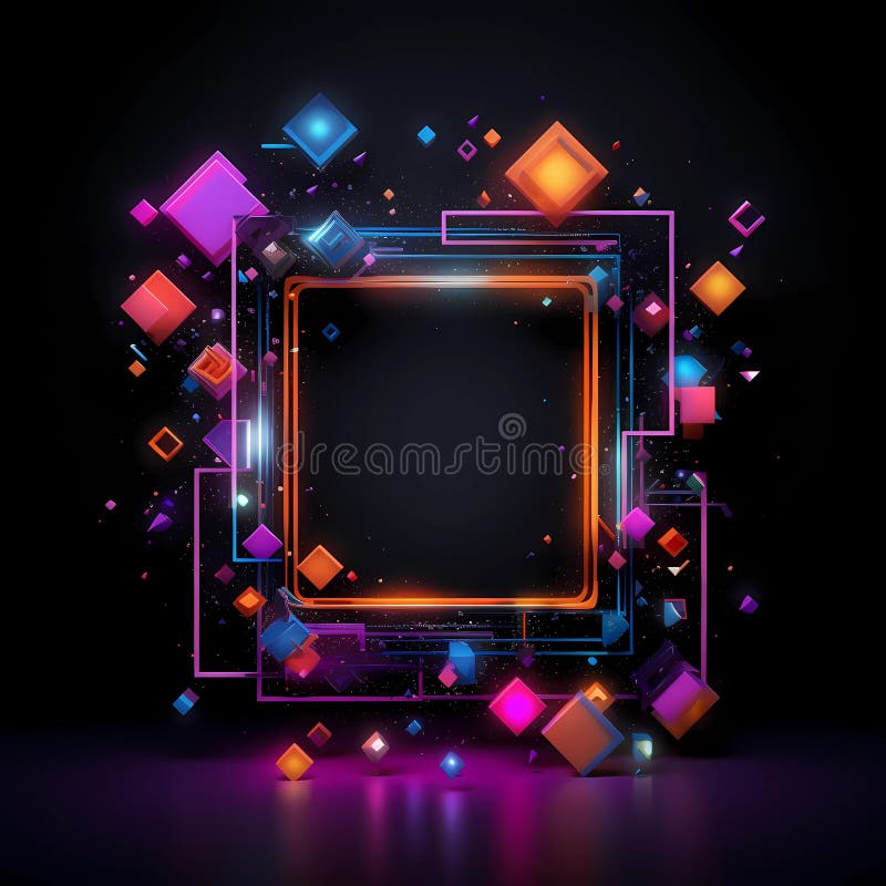 Abstract Neon Composition with Podium and Spheres. the Style of the ...