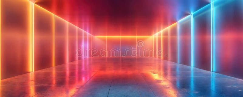Abstract Neon Corridor stock illustration. Illustration of corridor ...