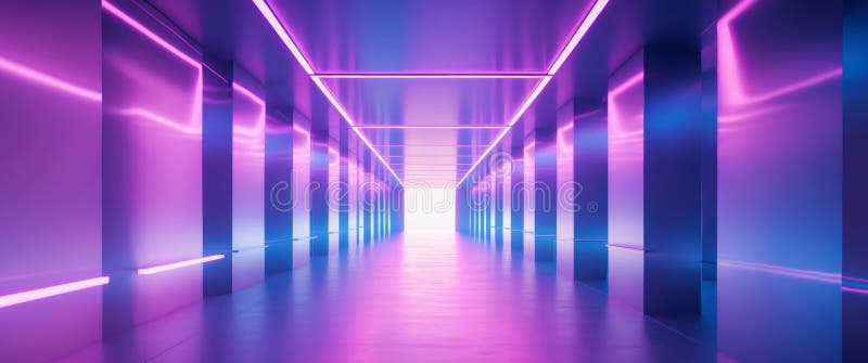 Abstract Neon Corridor with Purple and Blue Lighting Stock Image ...