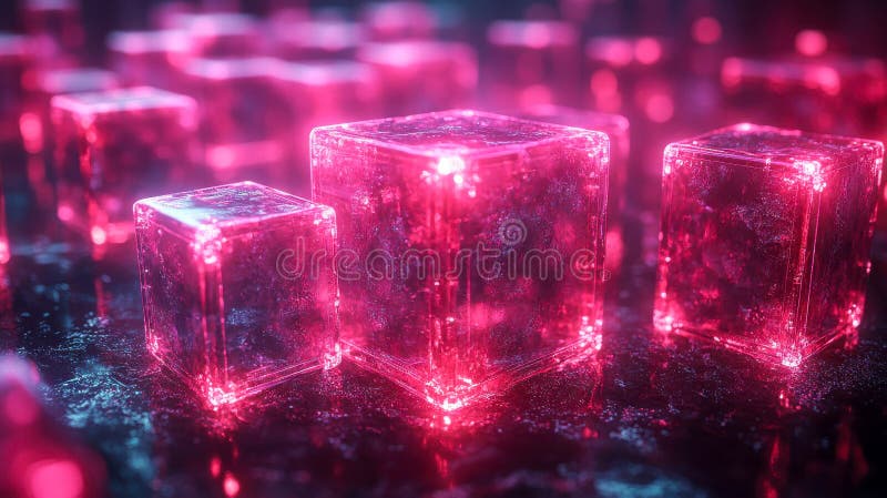 Abstract Neon Cubes Floating in a Futuristic Digital Space with Glowing ...