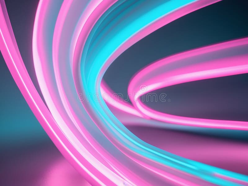 Abstract Neon Curves. a Dynamic Interplay of Pink and Cyan Light Waves ...