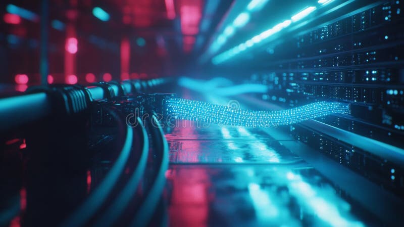 Abstract Neon Data Center with Blue and Pink Lighting Stock ...