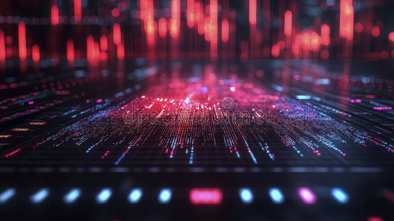 Abstract Neon Data Landscape in Motion Stock Illustration ...