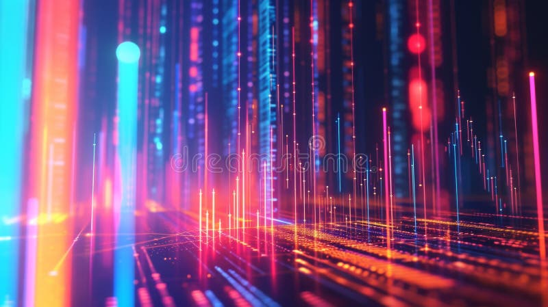 Abstract Neon Data Patterns with Futuristic Technology Theme Stock ...