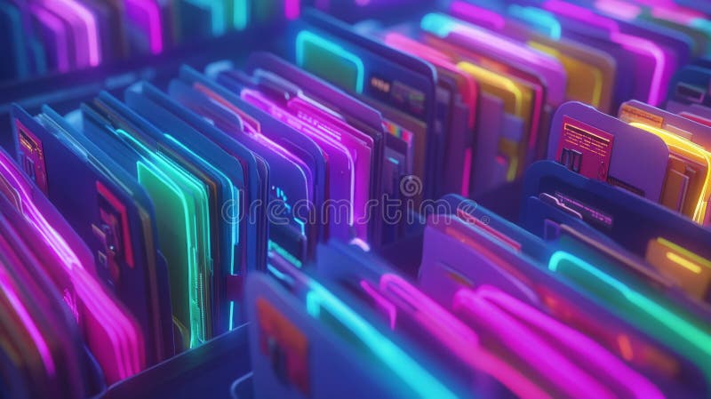 Abstract Neon Data Stream Background Stock Illustration - Illustration ...