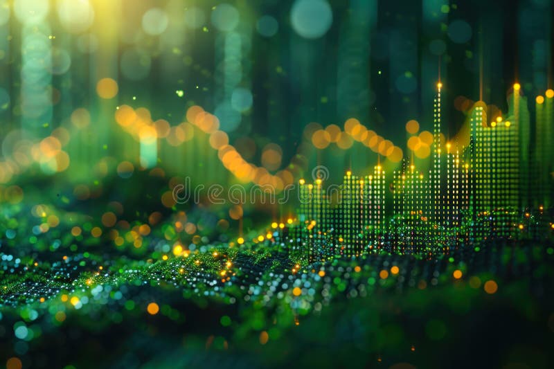 Abstract Neon Data Waveform Visualization. Stock Photo - Image of ...