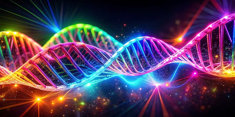 Abstract Neon DNA Strands Intertwining in a Psychedelic Display of ...