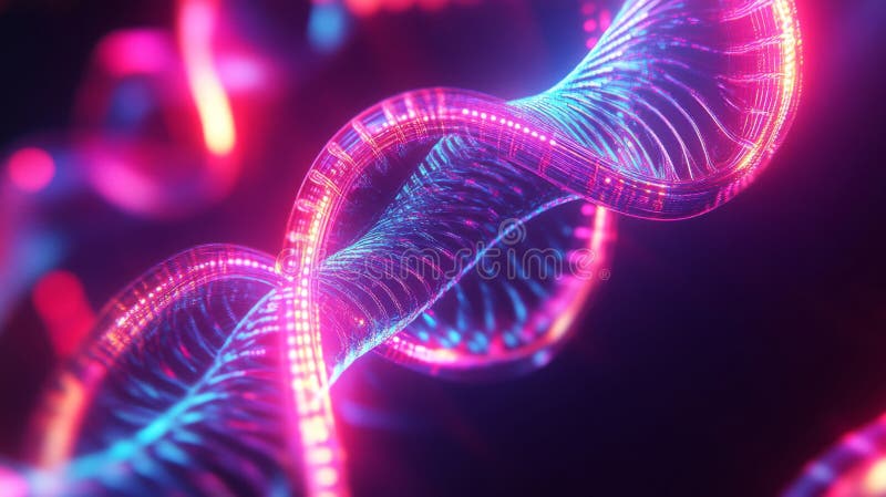 Abstract Neon Double Helix Structure Stock Illustration - Illustration ...