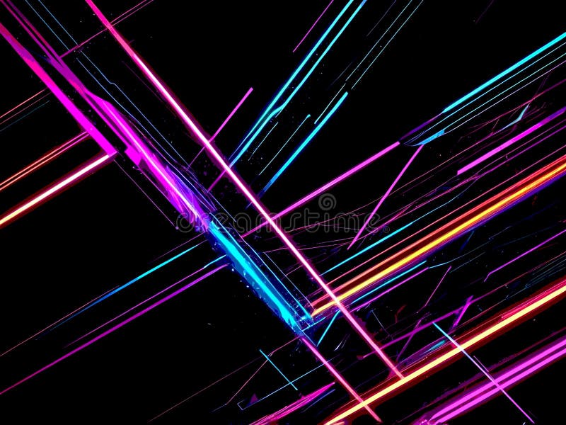 Abstract Neon Dynamic Light Rays Background Techno Digital Geometric ...