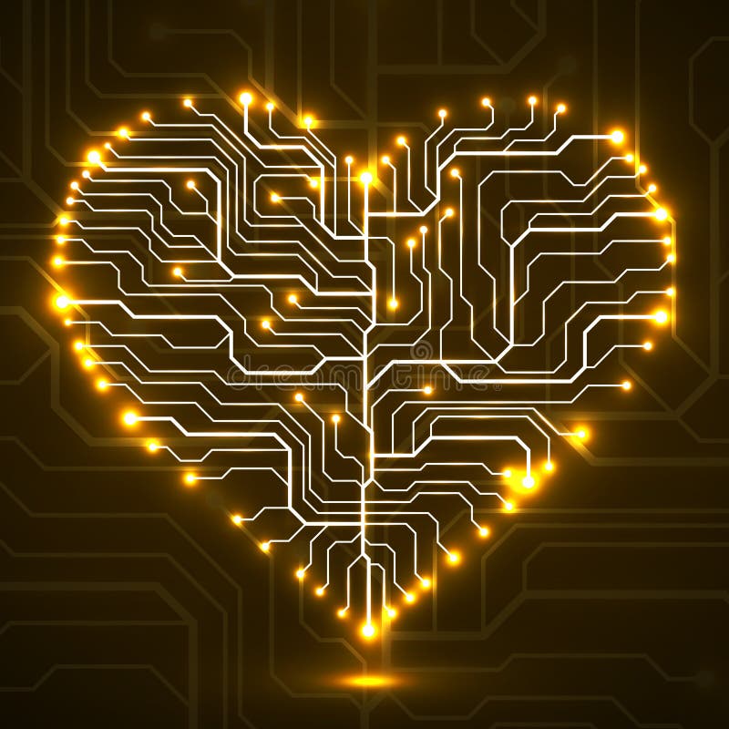 Technology Circuit Board Heart Shape Stock Illustrations – 663 ...