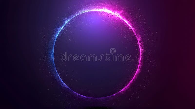 Abstract Neon Energy Sphere of Particles and Waves Glowing, Circle and ...