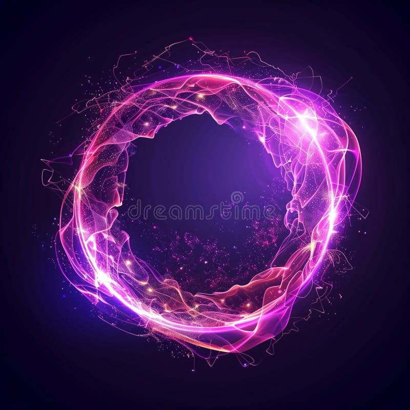 Abstract Neon Energy Sphere of Particles and Waves of Magical Gl Stock ...