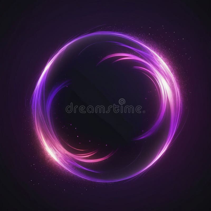 Abstract Neon Energy Sphere of Particles and Waves of Magical Glowing ...