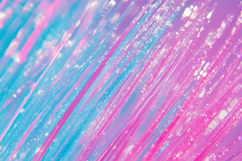 Abstract Neon Fiber Strands with Pink and Blue Gradient Light on Soft ...