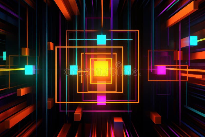 Abstract Neon Geometric Futuristic. Generate Ai Stock Image - Image of ...