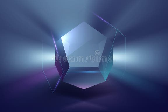 Abstract Neon Geometric Shape with Light Effect Stock Vector ...