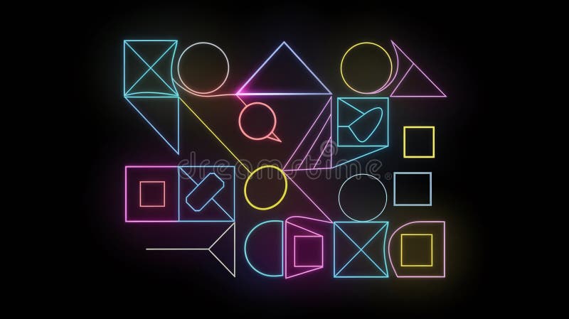 Abstract Neon Geometric Shapes Background, High Quality Image Stock ...