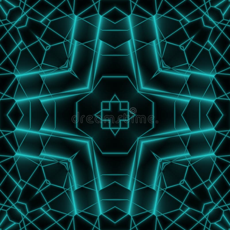 Abstract Neon Glow Geometric Square Design Stock Illustration ...